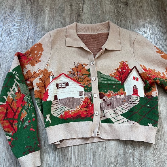 Cider | Sweaters | Fall Cottage Scene Cardigan | Poshmark